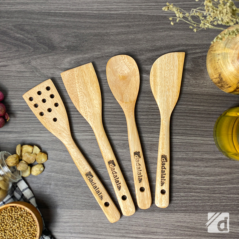 Spatula / Sutil Kayu Set Isi 4 Bahan Kayu Mahoni Untuk Memasak